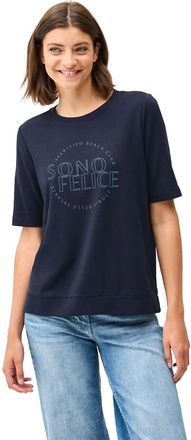 Cecil Damen B323573 Shirt mit Wording Artwork, Urban Navy Blue, XS