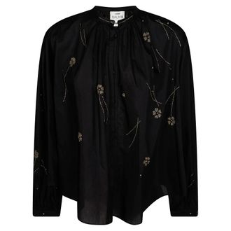 Forte_Forte Camicia Fleurs dOrient Stickerei Voile Bohemian - - Blouses & Shirts - Damen - Schwarzk - XS
