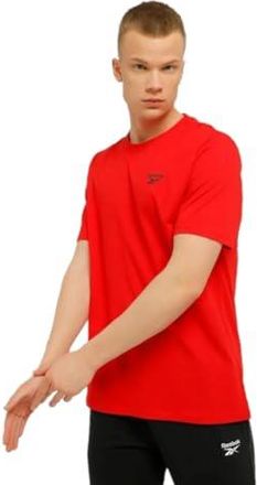 Reebok Logo de lidentité, Rouge/Noir, M T-Shirt à Manches Courtes