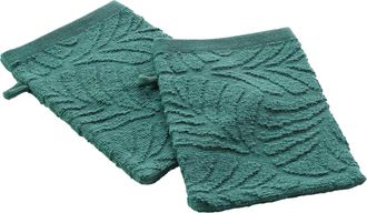 Douceur d'Int&eacute;rieur Amazone 2 Waschlappen (15 x 21 cm), Emerald, 100 Prozent Baumwolle