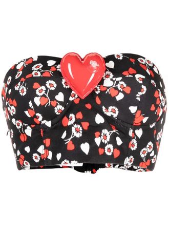 Moschino haut bandeau &agrave; applique coeur - Noir