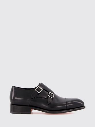 Santoni Chaussures Double Monk Strap en cuir bross&eacute;