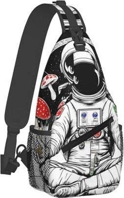 Generic Multifonction Sacoche Tactique Art psych&eacute;d&eacute;lique de champignons astronautes Sac Bandouli&egrave;re L&eacute;ger Sling Sac &agrave; Dos pour Camping &eacute;cole Homme