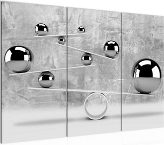 Runa Art Wandbilder 3D Kugeln Bild XXL Wohnzimmer Grau Abstrakt Illusion 120 x 80 cm 3 Teilig 504331b