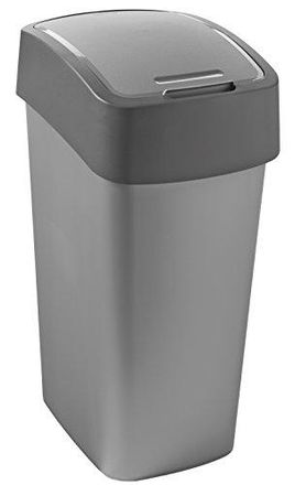 Curver | Poubelle Flip Bin 50L 29,4x37,6x65,3 cm Argent / Anthracite