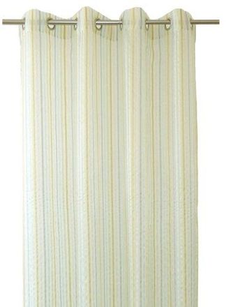 Bel Air Vorhang mit Ösen Blues, Streifensaum, Fließstoff, Gelbgrün, 140 x 270 cm - 0199993-0002