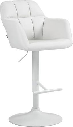 Clp Tabouret De Bar Natoma Similicuir I Pivotant &Agrave; 360&deg;, Pi&egrave;tement M&eacute;tallique R&eacute;glable en Hauteur avec Repose-Pieds, Couleur:Blanc, Mat&eacute;riel du Cadre:m&eacute;ta