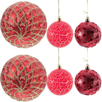 Angoily 12 St&uuml;ck Weihnachtsbaumkugeln 8cm Rot aus Kunststoff mit Aufh&auml;nger Weihnachtsdeko zum H&auml;ngen f&uuml;r Innen Au&szlig;en Vielseitige Baumornamente f&uuml;r Festliche D