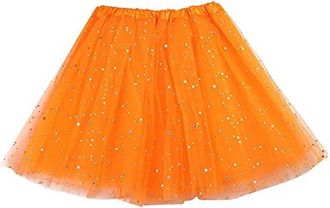 Generic Jupe Paillette Femme Short Sequin Jupe Tutu avec Paillettes Trois &Eacute;toiles pour Danse Adultes, Jupe Mesh pour Performance