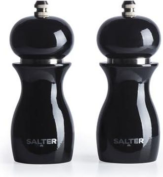 Salter Salter 7613 BKXR Salz und Pfeffermühle Set - Küchenmühleset aus Holz, Gewürzmühle, Hartkeramik Schleifmechanismus, einstellbar für feines bis grobes M
