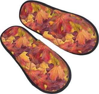 Generic Chaussons Femme Homme Feuilles DÉrable Colorées DAutomne Chaussons Femme Confort Doublées En Peluche Pantoufles DExtérieur, Pour Fête, Mariage, Femmes