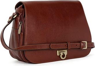 Pellet Sac porté Travers - Compatible téléphone Portable - pour Femme - Collection République - Marron - en Cuir