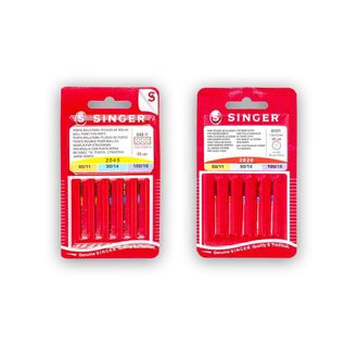 Singer Set mit 2 Packungen N&auml;hnadeln f&uuml;r N&auml;hmaschine, Nadeln 2020 / 822R (Universal), Nadeln 2045 / 848R (Stretch und Strick), verschiedene St&auml;rken, f&uuml;r Syst