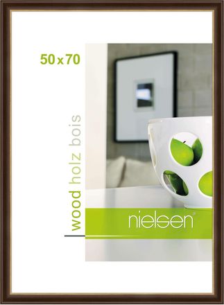 Nielsen Design Bilderrahmen, 50 x 70 cm, Holz, Palisander, Posterrahmen zum Aufhängen im Hoch- & Querformat, Echtglas, Derby