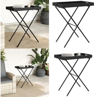 vidaXL Tabletttisch Klappbar Schwarz 65x40x75 cm Poly Rattan - Gartentisch - Outdoor Tisch - Klappbarer Tisch - Polyrattan Tisch - Esstisch - Home & Living