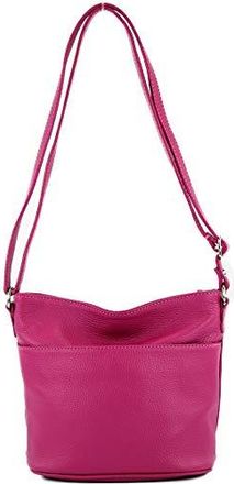 modamoda.de Modamoda de T198 - Fabriqué en Italie Sac bandoulière en cuir, rose bonbon, Small