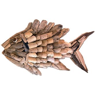 Seestern Sportswear SEESTERN Treibholz Deko mit Fisch (40 cm) Motiv Wanddeko Driftwood Holzdeko /1730