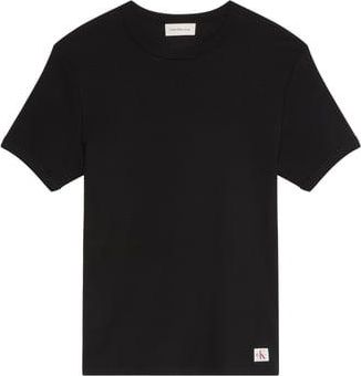 Calvin Klein T-shirt uni &agrave; col rond en coton m&eacute;lang&eacute;