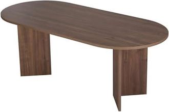 Hanah Home Elegant Walnut Dining Table, 200 x 90 x 75 cm | 100% Melamine Coated Particle Board, 25 mm Thickness | Perfect for Modern Dining Spaces