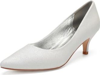 Generic Chaussures De Mariage Femme Chaussure &Agrave; Talon Mari&eacute;e Bout Pointu Bas Stylet Talons Bureau Travail Soir Talons Hauts 6Cm,Ivoire,41 EU