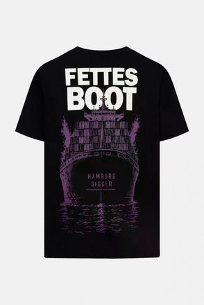 Derbe Derbe Festival T-Shirt Fettes Boot Unisex Schwarz GOTS Or