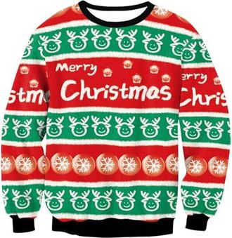 Generic Sweats de No&euml;l Hommes Dr&ocirc;le Mode Imprim&eacute; Pull Moche de Noel Homme Casual Pull Sweat De No&euml;l Doux Sweater Col Rond Pull Chaud Sweats Longue Manche Pull