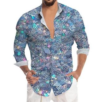 Generic Thee Shirts Homme, Chemise De Soir&eacute;E &agrave; Paillettes &agrave; Manches Longues Style D&eacute;Contract&eacute; Id&eacute;Ale pour Les F&ecirc;Tes Et Les Sorties Nocturnes