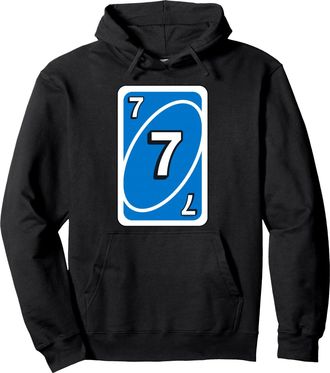 Uno Halloween Blue 7 Karte Pullover Hoodie