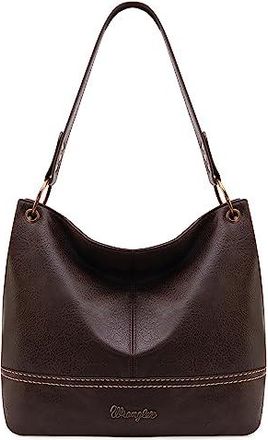 Montana West Wrangler - Sacs à main en cuir végétalien avec poignée sur le dessus pour femme, Café solide., Large