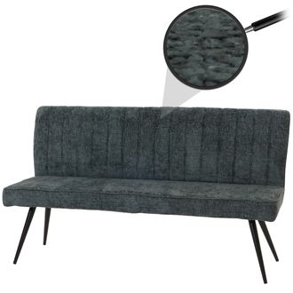 Mendler Sitzbank HWC-K16, Esszimmerbank Bank Polsterbank, R&uuml;ckenlehne Stoff/Textil Chenille Metall 160cm - blau-gr&uuml;n