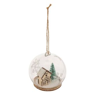 F&eacute;&eacute;ric Lights & Christmas Atmosphera - Weihnachtskugel Haus Schnee 80mm