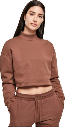 Urban Classics Damen Ladies Cropped Oversized Sweat High Neck Crew Sweatshirt, bark, 5XL
