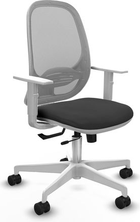 Piqueras y Crespo Grauer B&uuml;rostuhl mit wei&szlig;en Armlehnen, h&ouml;henverstellbare Lendenwirbelst&uuml;tze, ausgestattet mit Syncro/Traslack und Schneideschaum, Grau/Dunkelgrau