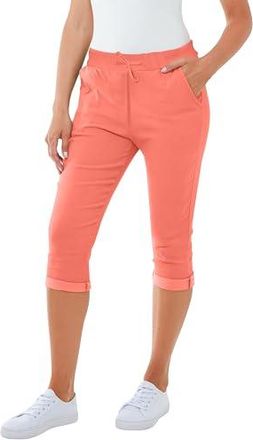 Love my Fashions Short 3/4 pour Femmes en Coton Extensible, uni, avec Cordon de Serrage, Ouvert aux Chevilles, Longueur jusquaux Genoux, v&ecirc;tement de Sport avec Poches