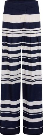 Veronica Beard Femme, Pantalons, Bleu, Taille: 40 FR Heron Crossover Waistband Extra Wide-Leg Pant