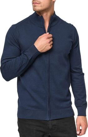 Indicode Herren Lau Strickjacke mit Stehkragen aus 80% Baumwolle | Cardigan für Männer Navy, XXL