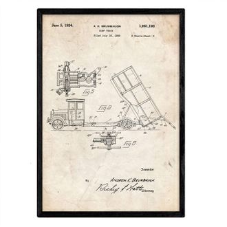 Nacnic Patent Plakat Abfall-LKW 2. Platte mit altem Design-Patent in der Größe A3 und Vintage-Hintergrund