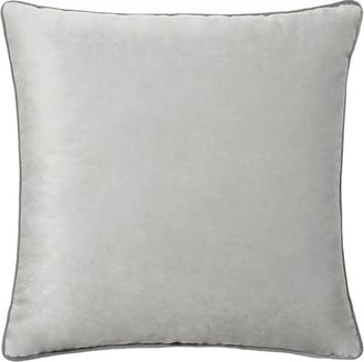 furn. Meridian Kissenbezug - luxuri&ouml;ser kontrastfarbener paspelierter Samt-Dekobezug (Taube/Holzkohle - 45x45cm)