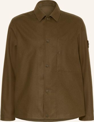Stone Island Overjacket Ghost Aus Flanell gruen