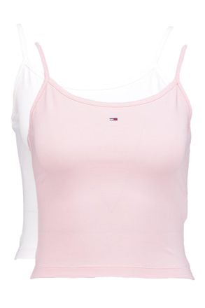 Tommy Jeans Damen 2er Pack Tops Essential Strap Top Stretch, Mehrfarbig (Ecru/Precious Pink), XXS