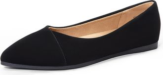 Dream Pairs Damen-Schuhe, l&auml;ssig, spitzer Zehenbereich, Ballett-Komfort, weiche Slip-on-Flachschuhe,Size 41.5,Schwarz-Nubuck,SDFA2442W