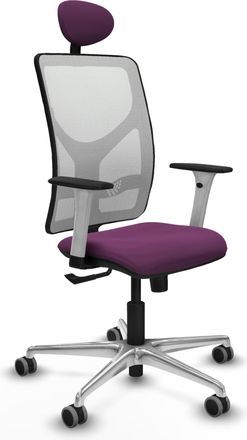 Piqueras y Crespo Verstellbarer Lendenwirbelstuhl mit wei&szlig;en und schwarzen Armlehnen und festem Kopfteil, ausgestattet mit 3 Positionen und Schneideschaum, Wei&szlig;/Violett