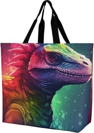 Generic Dinosaure Color&eacute; Sac Courses L&eacute;ger Tote Bag Grand Sac Cabas Pour Gym Universit&eacute; Quotidienne