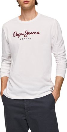 Pepe Jeans London Herren Eggo Long T-Shirt, Weiß, XXL