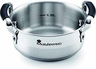 Masterpro MasterPro Smart | K&uuml;chentopf 12 cm | Mit dreifacher Schicht aus Edelstahl und geschmiedetem Aluminium | Mit ergonomischen Griffen | K&uuml;chentopf | F&uuml;r a