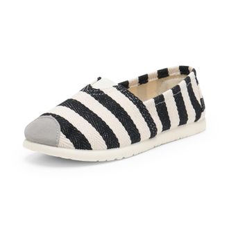 Alexis Leroy Damen Alpargata Baumwolle Flacher Schwarzer Fetter Streifen Streifchen Slipper 38 EU