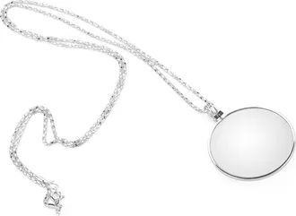 Sonew 5X Monokel mit Lupenkette, Mini tragbare Schmuck Handlupe mit Hängender Halskette zum Lesen von Zeitungskarten Silber