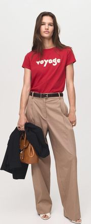 Mango T-shirt en coton imprimé rouge - Femme - XS - MANGO