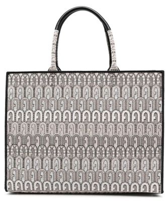 Furla mini sac cabas Opportunity &agrave; logo en jacquard - Tons neutres