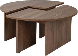 Hanah Home Elegant Walnut Coffee Table, Ø90 cm, 41 cm Height | 100% Melamine Coated Particle Board, 18 mm Thickness | Stylish & Durable for Modern Living Spaces
